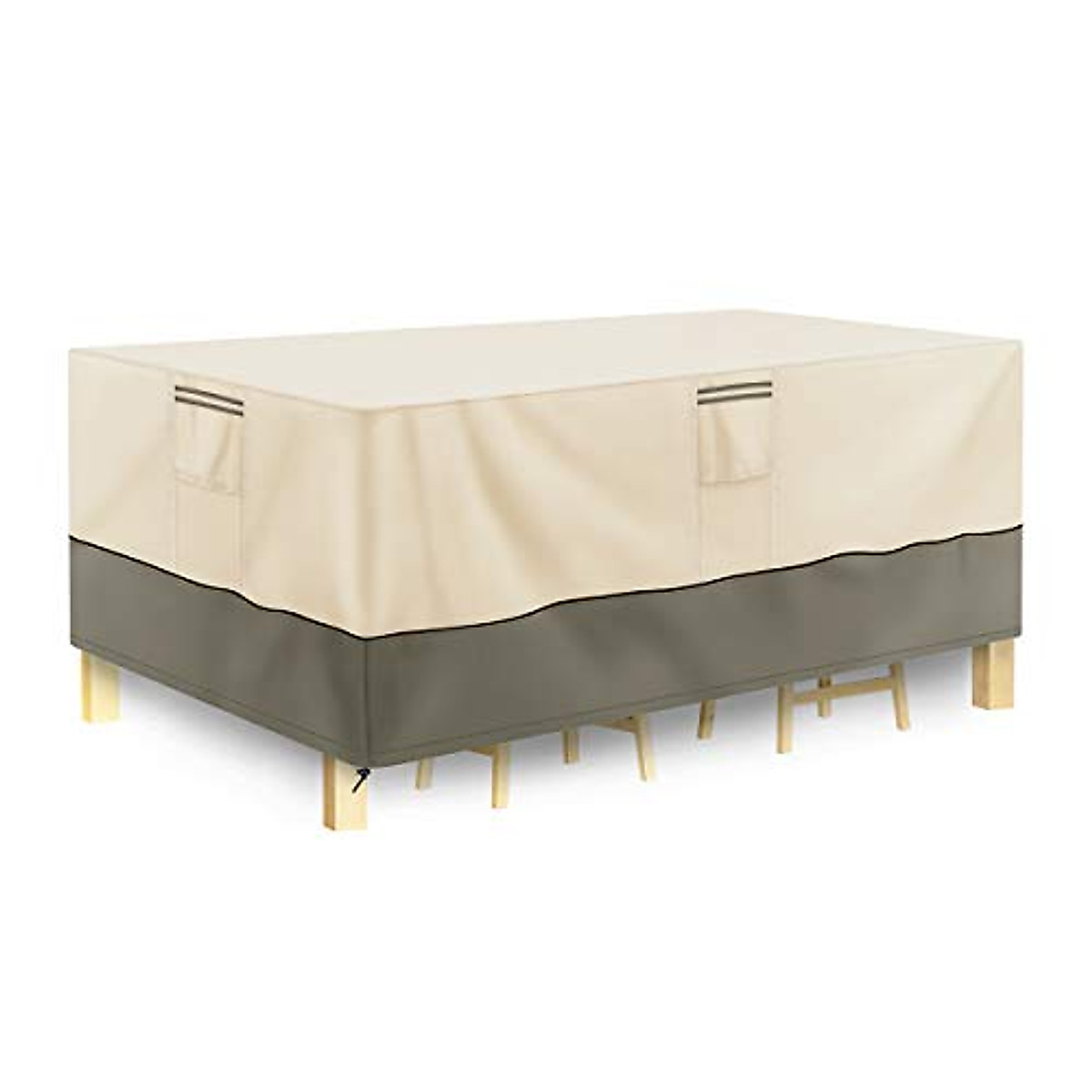 SEKKVY Shield Patio Table Cover, Outdoor Patio Furniture Cover-Durable Heavy Duty 600D Oxford Furniture Covers Waterproof Dining Table and Chairs Set Cover (Rectangular, 88"x 57"x 23")