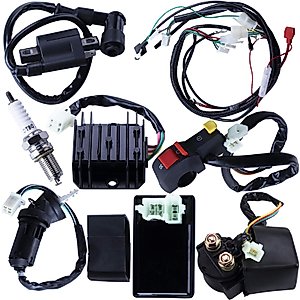 Complete Electrics Wiring Harness CDI Ignition Coil Solenoid Relay Spark Plug Kits for Chinese 4-Stroke ATV Quad Dirt Bike 150cc 200cc 250cc Go Kart by OTOHANS AUTOMOTIVE