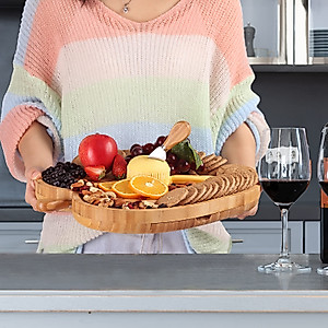 Charcuterie Boards Gift Set, Premium Bamboo Cheese Board Set with Knives, Charcuterie Boards Accessories Perfect for Wedding, Housewarming, Birthday Party.