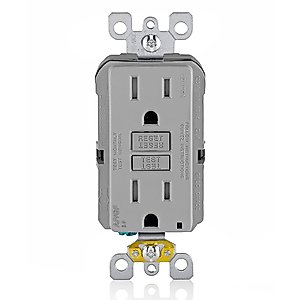Leviton Dual-Function AFCI/GFCI Outlet, 15 Amp, Self Test, Tamper-Resistant with LED Indicator Light, Protection from Both Electrical Shock and Electrical Fires in One Device, AGTR1-GY, Gray