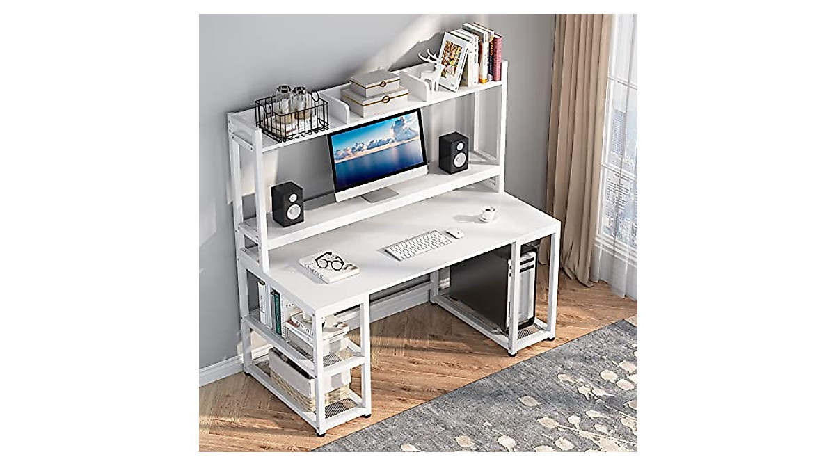 Tribesigns 55 Inch Computer Desk with Hutch & Storage