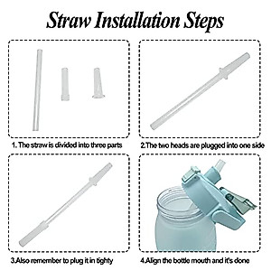 SUNAVY Girls Kawaii Water Bottle with Straw for School Large Capacity, Portable BPA Free Sports Drinking Bottle with Time Marker & Cute 3D Stickers for Outdoor Camping (Gradient Purple)