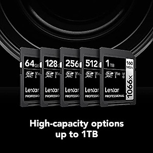 Lexar Professional 1066x 128GB SDXC UHS-I Memory Card SILVER Series, C10, U3, V30, Full-HD & 4K Video, Up To 160MB/s Read, for DSLR and Mirrorless Cameras (LSD1066128G-BNNNU)