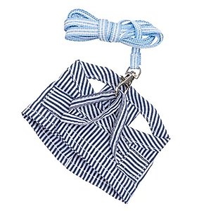 Small Animal Harness and Leash Guinea Pig Rabbit No Pull Comfort Padded Cotton Stripe Vest Suit for Chinchilla Puppy Kitten and Other Small Pets - Size S (Blue)