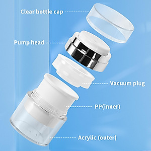 WLLHYF Airless Pump Jar Refillable Cream Jar Vacuum Bottle Airless Cosmetic Travel Container Bottles Portable Leak-Proof 30ml Moisturizer Container for DIY Creams Gels Lotion Toiletry