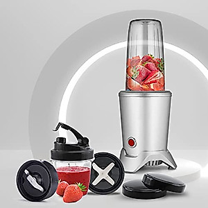1200W Personal Bullet Blender for Shakes and Smoothies, Regenerate Nutri Aluminum Large Capacity Mixer with Blending & Grinding Blades for Kitchen, Tritan 34+17 Oz Travel Bottles for Fruits, Vegetables, Coffee, Countertop, Silver