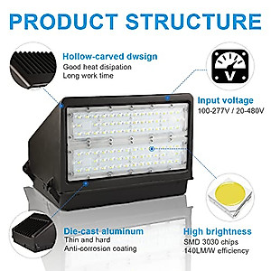 OSTEK 100 Watt LED Wall Pack Light with Full Cut-Off 14000LM 5000K - Replaces 400 watt Metal halide/HPS, Outdoor Area Full Cutoff Wall Pack led Light Fixture IP65, UL, DLC