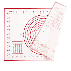 BESORICH Silicone Baking Mat 100% Non-Slip with Measurement Counter Mats, Dough Rolling Mat, Pie Crust Mat 16 x 24 Inches - Red