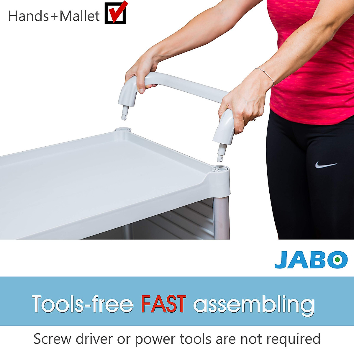 JaboEquip, Larger 3 Shelf Heavy Duty Lockable Hospital cart Medical cart, Utility Cart 606 lbs for Medical, L34.43xD19.69xH40.55 inch, Off-White (Light Grey) Color