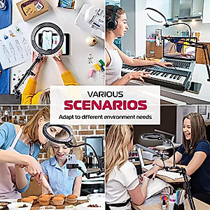 ULANZI T3 Phone Stand for Recording, Overhead Phone Mount with Ring Light, Adjustable Desk Arm Stand for iPhone, Desktop Stand for YouTube Starter Live Stream Cooking Painting Nail Video Recording