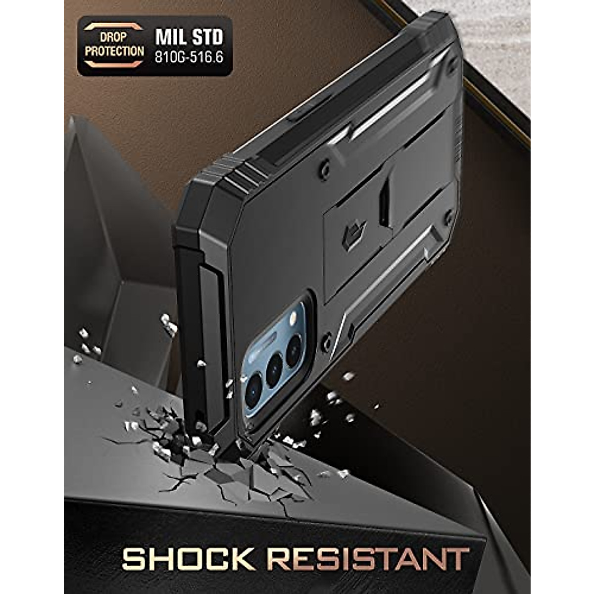 Poetic Revolution Series Case for Oneplus Nord N200 5G, Full-Body Rugged Dual-Layer Shockproof Protective Cover with Kickstand and Built-in Screen Protector, Black