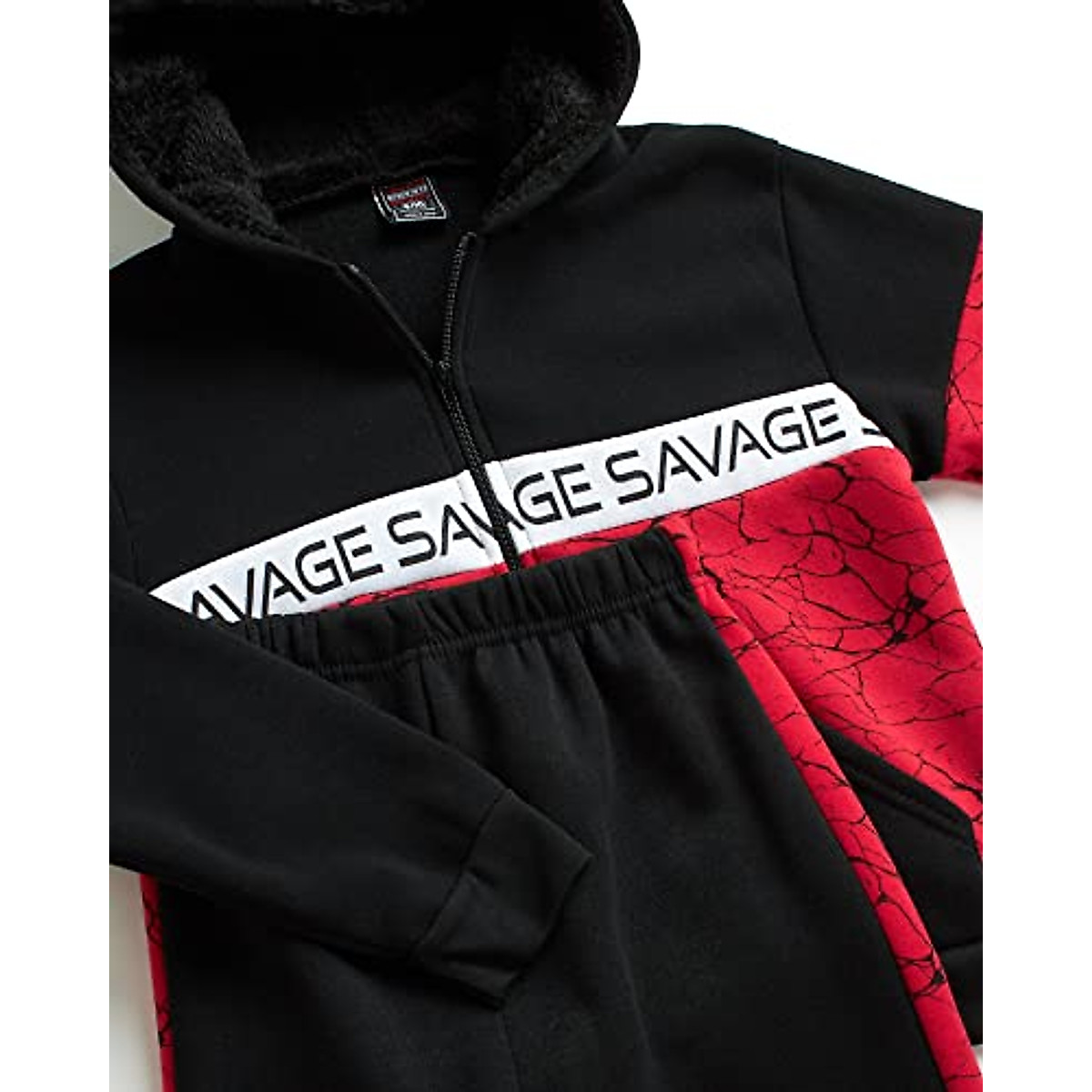 Quad Seven Boys' Active Sweatsuit Set - Heavyweight Sherpa Lined Sweatshirt and Jogger Sweatpants - Kids' Gym Clothing (8-18), Size 4, Red Savage