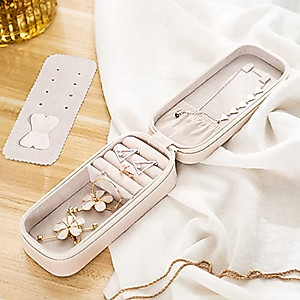 SANQIANWAN Small Jewelry Travel Organizer Box with PU Leather Portable Jewelry Storage Case for Necklace Rings Earrings, Tassels design of jewely case gifts for mother, Girlfriend and lover,16.5*7.5*6