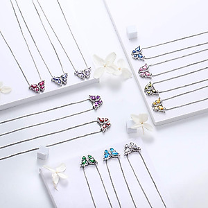 Aurora Tears Butterfly Jewelry Set,925 Sterling Silver Butterflies November-Citrine Birthstone Pendant Necklace/Earrings/Rings/Bracelets for Wedding Gift