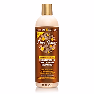 Coconut Oil & Shea Butter Shampoo by Creme of Nature,Dry Defense for Damaged Hair, Formula with Pure Honey, 12.07 Fl Oz
