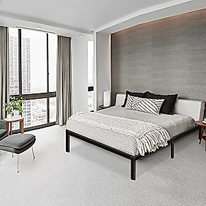 HAAGEEP Black Queen Bed Frame Metal No Box Spring Needed 14 Inch Platform Heavy Duty Beds Frames with Storage, BQ