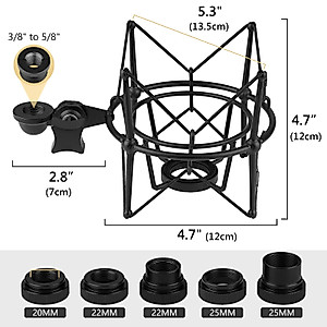 Geekria for Creators Microphone Shock Mount Compatible with Rode NT-USB, NT1-A, NT2-A, NT1000, NT2000, Procaster, K2, Mic Anti-Vibration Suspension Adapter Clamp Mic Holder Clip (Black/Metal)