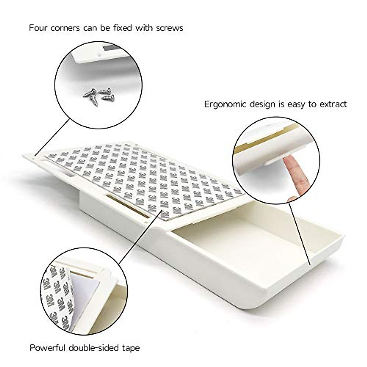 N-A Under Desk Storage Desk Drawers Organizer Large 2Pack Self-Adhesive Pop-Up Hidden Under Desk