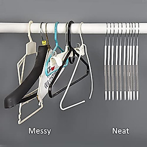 Closet Accessories Plastic Hangers, 50 Pack, with Non Slip Coating at Shoulders and Bar, Gray (S Shape)