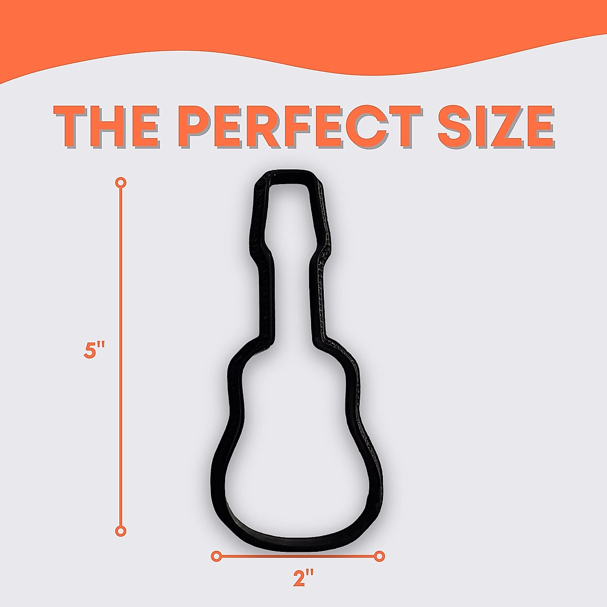 Acoustic Guitar Cookie Cutter with Easy to Push Design, for Baby Shower, Work Events, and Birthday Celebrations (5 inch)