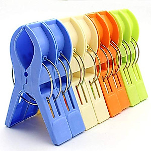 WARMBUY Set of 8 Beach Bath Towel Clips in Bright Colors for Beach Chair or Pool Loungers on Cruise - Keep Towels from Blowing Away