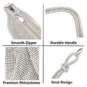 MAUKEN DAOLEN Rhinestone Purse for Women Sparkly Evening Bag Silver Clutch