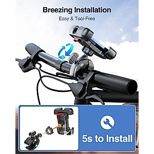 Motorcycle Phone Mount, [150mph Wind Anti-Shake][7.2inch Big Phone Friendly] Bike Phone Holder for Bicycle, [5s Easy Install] Handlebar Phone Mount, Compatible with iPhone, All Cell Phones