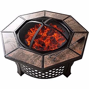 LEAYAN Garden Fire Pit Grill Bowl Grill Barbecue Rack Outdoor Fire Pit Garden Wood Burning Fire Pit Bowl Barbecue Table, Backyard Patio Lawn Garden Fire Pit Cooking Grate