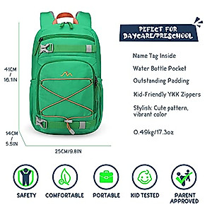 MOUNTAINTOP Kids Backpack for Boys Girls Elementary Kindergarten School Bag Lightweight Children Daypack Green