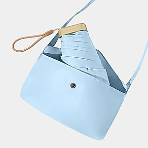 TIME LOVER Sun & Rain Travel Umbrellas with 99% UV Protection for Girls and Women,UPF 50+ Mini Capsule Umbrella Lightweight and Windproof Umbrella,Portable backpack storage,Cyan