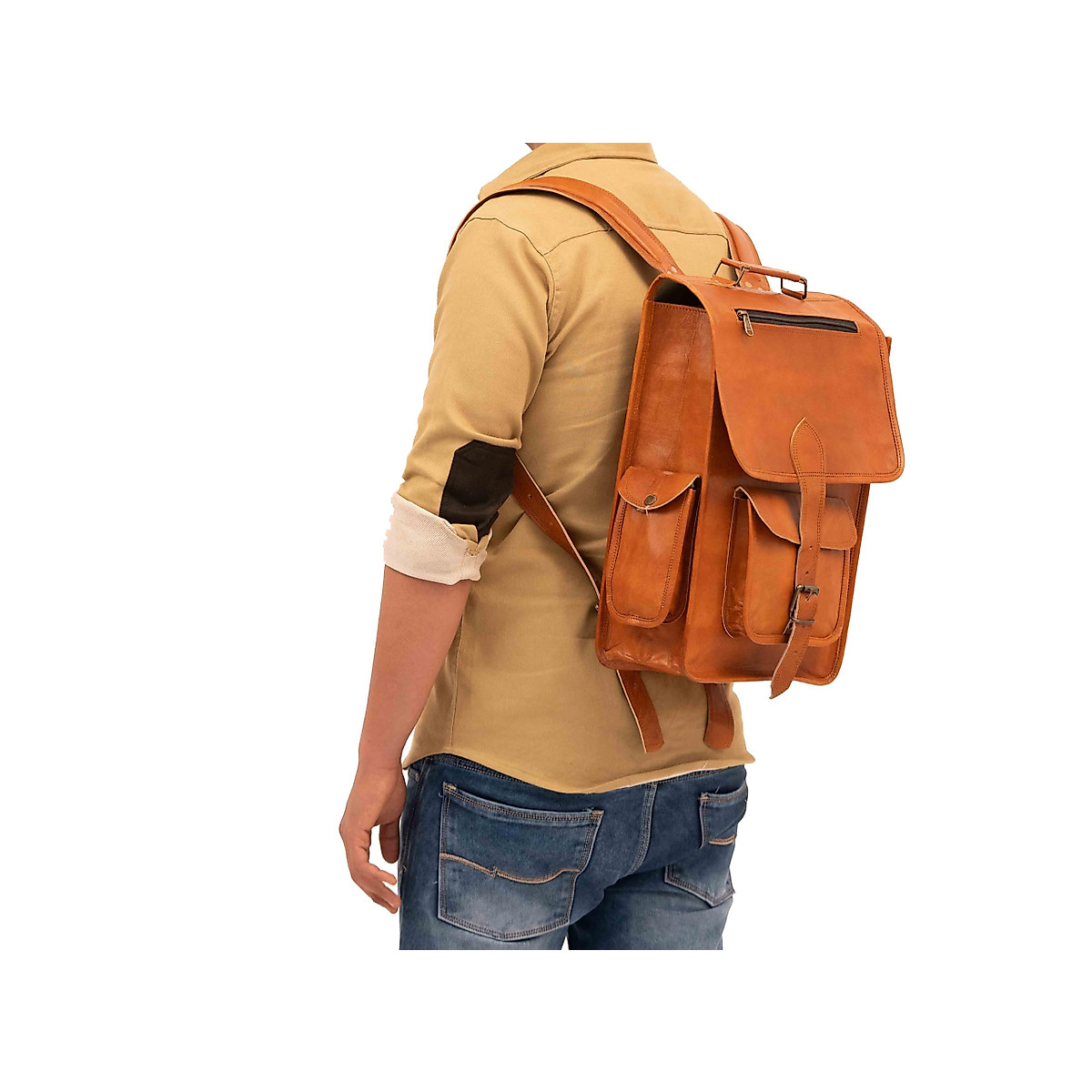 Shy Shy Let’s Touch The Sky 16" Vintage leather Backpack Laptop Messenger Bag Lightweight School College Rucksack Sling for Men Women