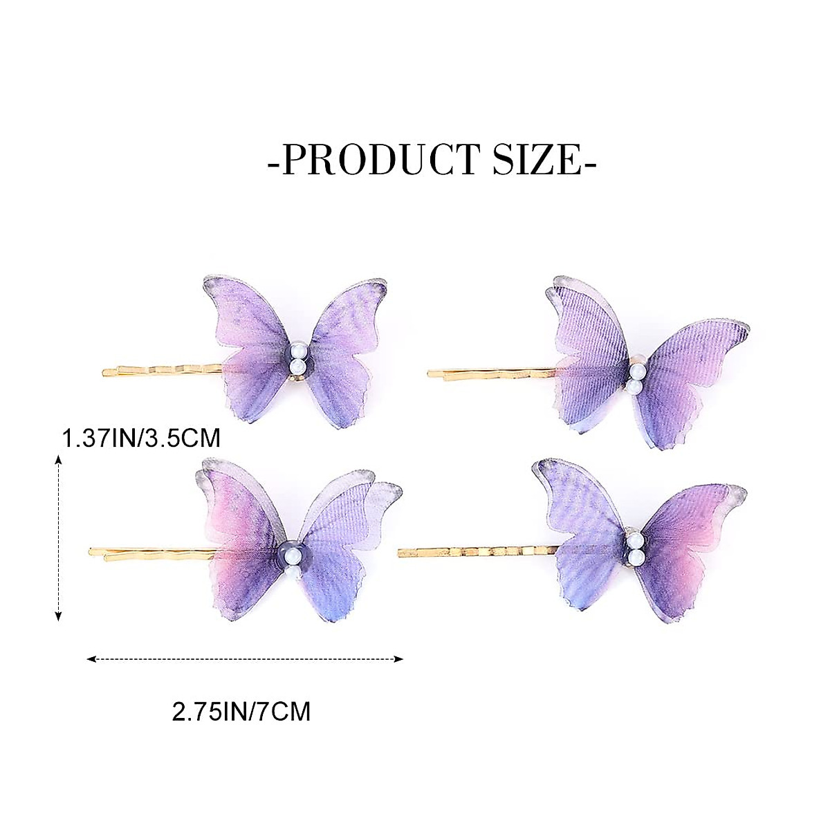 BARTOSI Butterfly Hair clips Purple Butterfly Hair Accessories for Women and Girls (Pack of 4)
