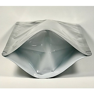 Smell Proof Mylar Food Storage Bag (50 Pack) 1 Ounce Clear Front Heavy Duty Ziplock 6x9x3 Inch Stand Up Leak Proof Foil Pouch w Hang Hole. Heat Sealable with Iron.