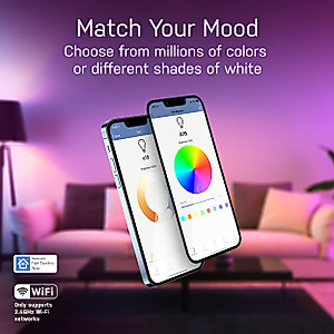 Feit Electric Smart Light Bulbs with RGB Color Changing and Tunable White, 2.4Ghz WiFi Light Bulbs, No Hub Needed, Works with Alexa and Google, Dimmable 60 Watt = LED 9W, OM60/RGBW/CA/AG/3, 3 Pack