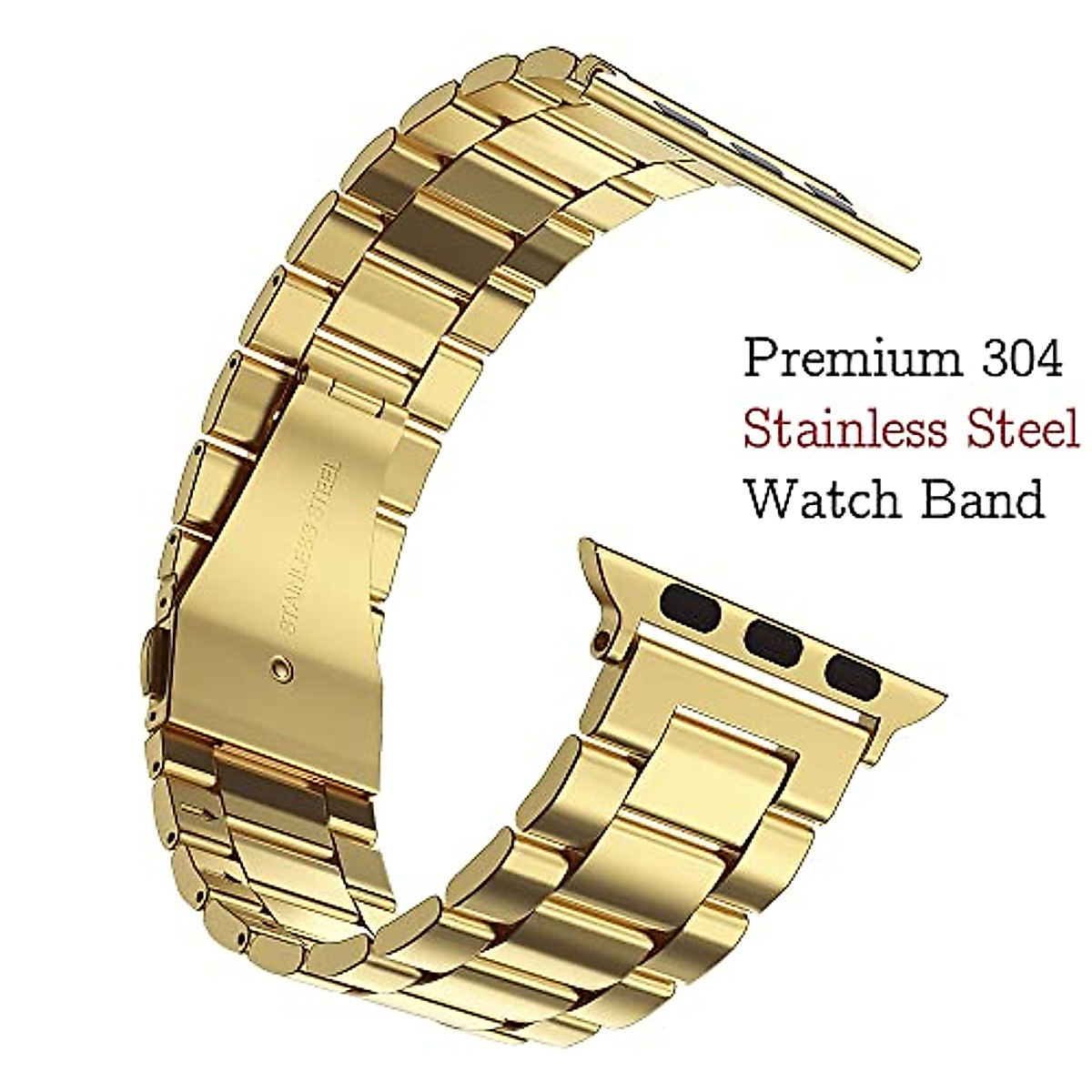 Compatible with Apple Watch Band and Case, Stainless Steel Metal Chain with TPU Cover, Smart-Watch Link Bracelet Strap, Wrist-Band for i-Watch Series 8 7 6 5 4 3 2 1 SE SE2, 45mm 44mm 42mm, Gold