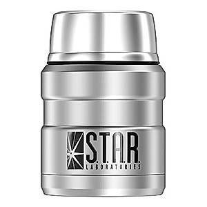 The Flash S.T.A.R. Labs Logo, THERMOS STAINLESS KING Stainless Steel Food Jar with Folding Spoon, Vacuum insulated & Double Wall, 16oz
