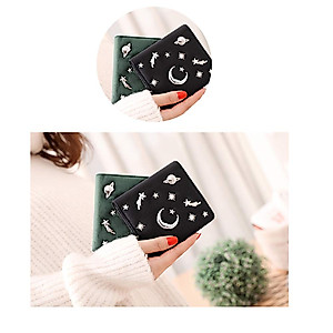 Women Velvet Starry Sky Bifold Wallet Card Holder Organizer Coin Purse with Hasp