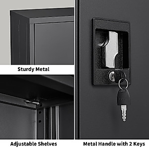 GREATMEET Metal Storage Cabinet with Wheels, Locking Cabinet with Doors and Shelf, Metal Cabinet for Tool Storage, Lockable Metal Cabinet Easy Assembled for Garage, Office, Utility Room