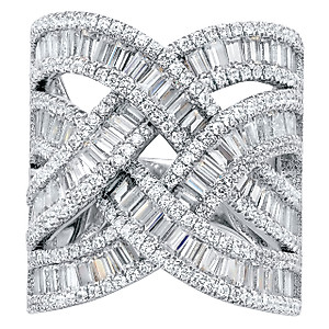 PalmBeach Platinum-plated Sterling Silver Tapered Baguette Cubic Zirconia Simulated Highway Crossover Ring Sizes 6-10 Size 10