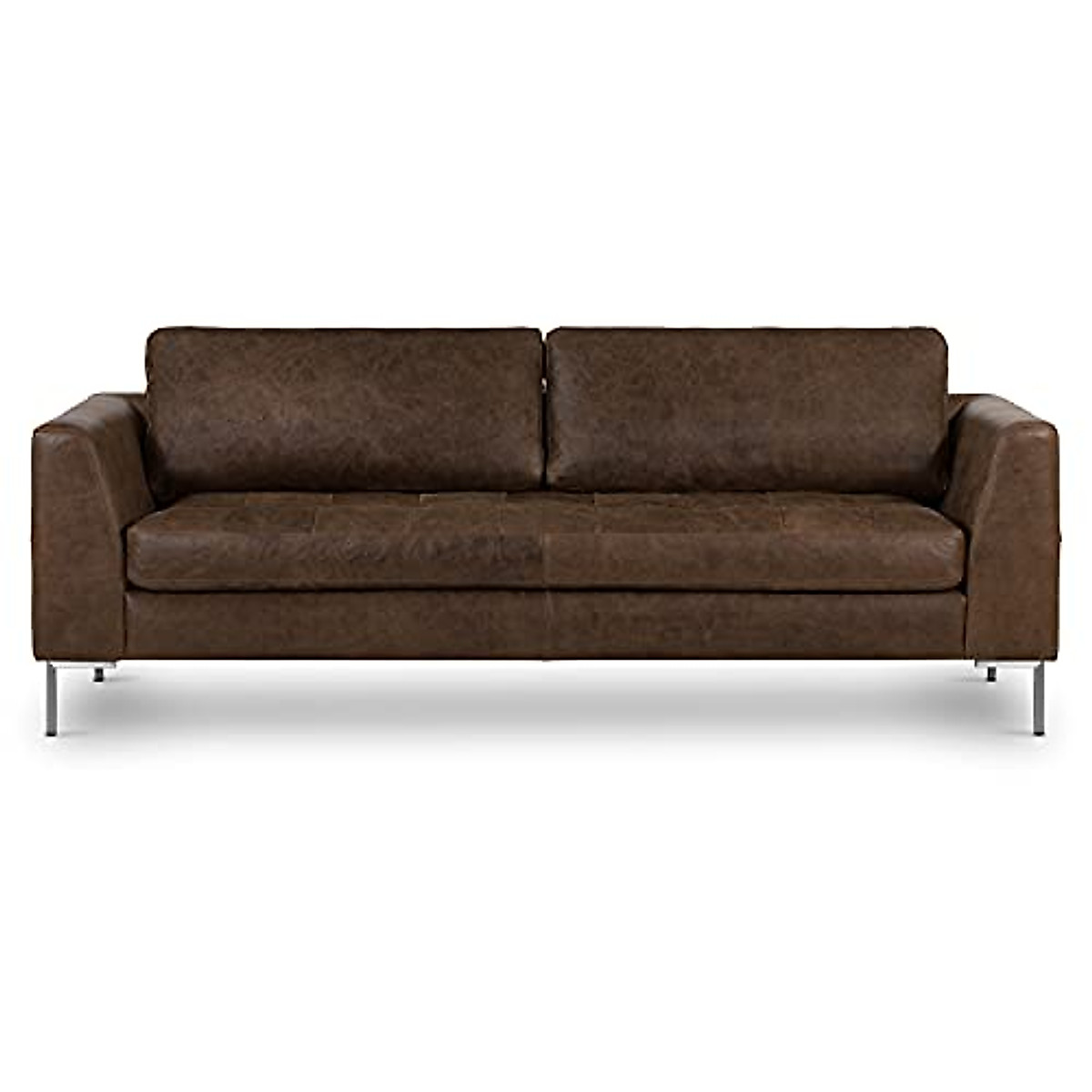 POLY & BARK Calle 90" Sofa, Brown Stone/Brushed Silver