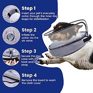 BARKLESS Dog Cone Collar, Inflatable Dog Cone After Surgery for Large Dogs, Soft Dog Cone of Alternative with Enhanced Anti-Licking Guard Shield for Pets, Protective Dog Donut Collar