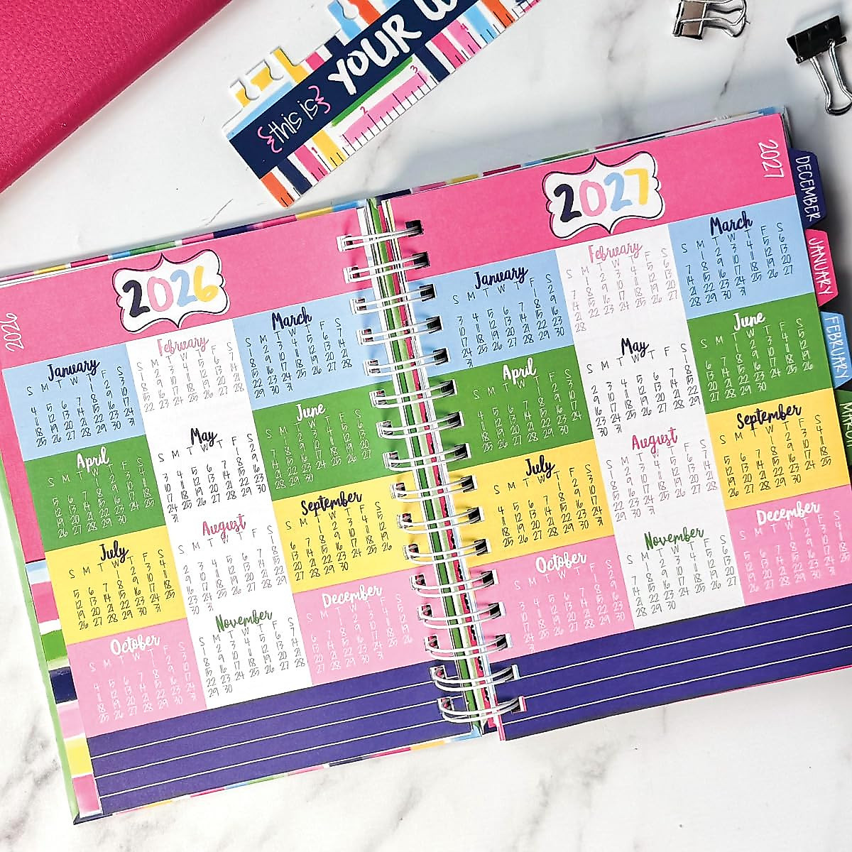 Reminder Binder 2023-2024 18-Month Weekly Monthly Planner, January 2023 - June 2024, 8.75” x 7.25”, Hardcover, Elastic Closure, Twin-Wire Binding, Planner Stickers, Monthly Divider Tabs, Pockets, To-Do Lists, Budget Planner, Keepsake Box