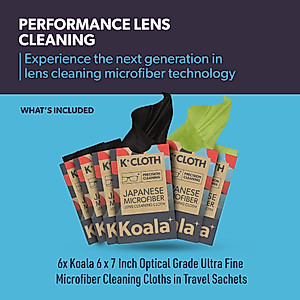 Koala Lens Cleaning Cloth | Japanese Microfiber | Glasses Cleaning Cloths | Eyeglass Lens Cleaner | Eyeglasses, Camera Lens, VR/AR Headset, and Screen Cleaning | Black & Green (Pack of 6)