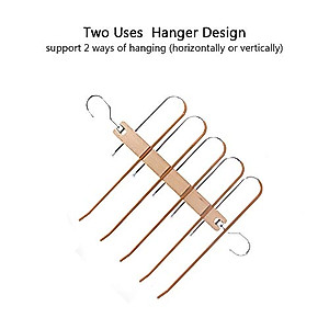 XUANSHUO Space Saving Hangers Metal Magic Hangers Closet Wardrobe Clothing Hanger Organizer，Updated Hook Design (Wooden Pant Hanger)