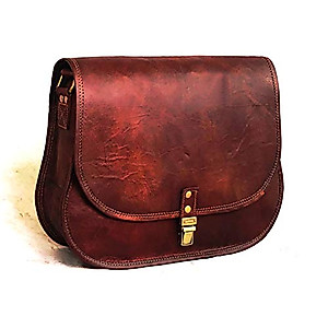 cuero 14 Inch Leather Crossbody Satchel Ladies Purse Women Shoulder Bag Tote Travel Purse Genuine Leather (brown)