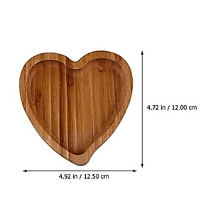 NUOBESTY Heart Shaped Wooden Tray, Wood Jewelry Display Food Serving Reusable Dish Trinket Organizer Platter Table Decoration for Home Office