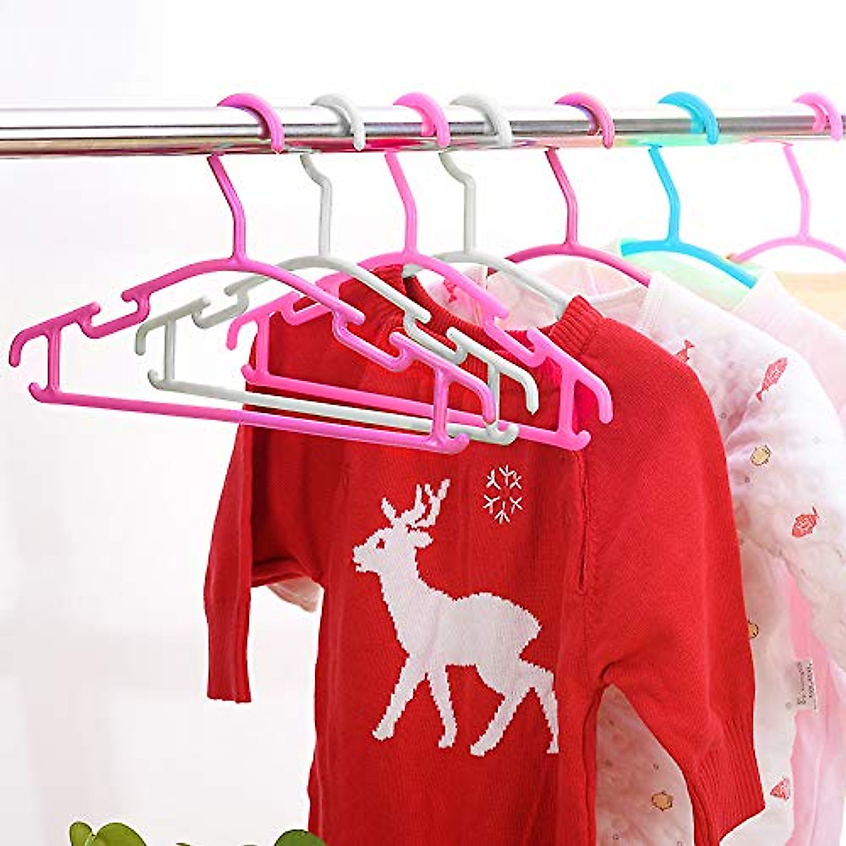 Plastic Children's Hangers Baby Hangers Kids Toddler's Clothes Suit Coat Hangers Wardrobe Dress Holders Hooks (10Pcs, White)