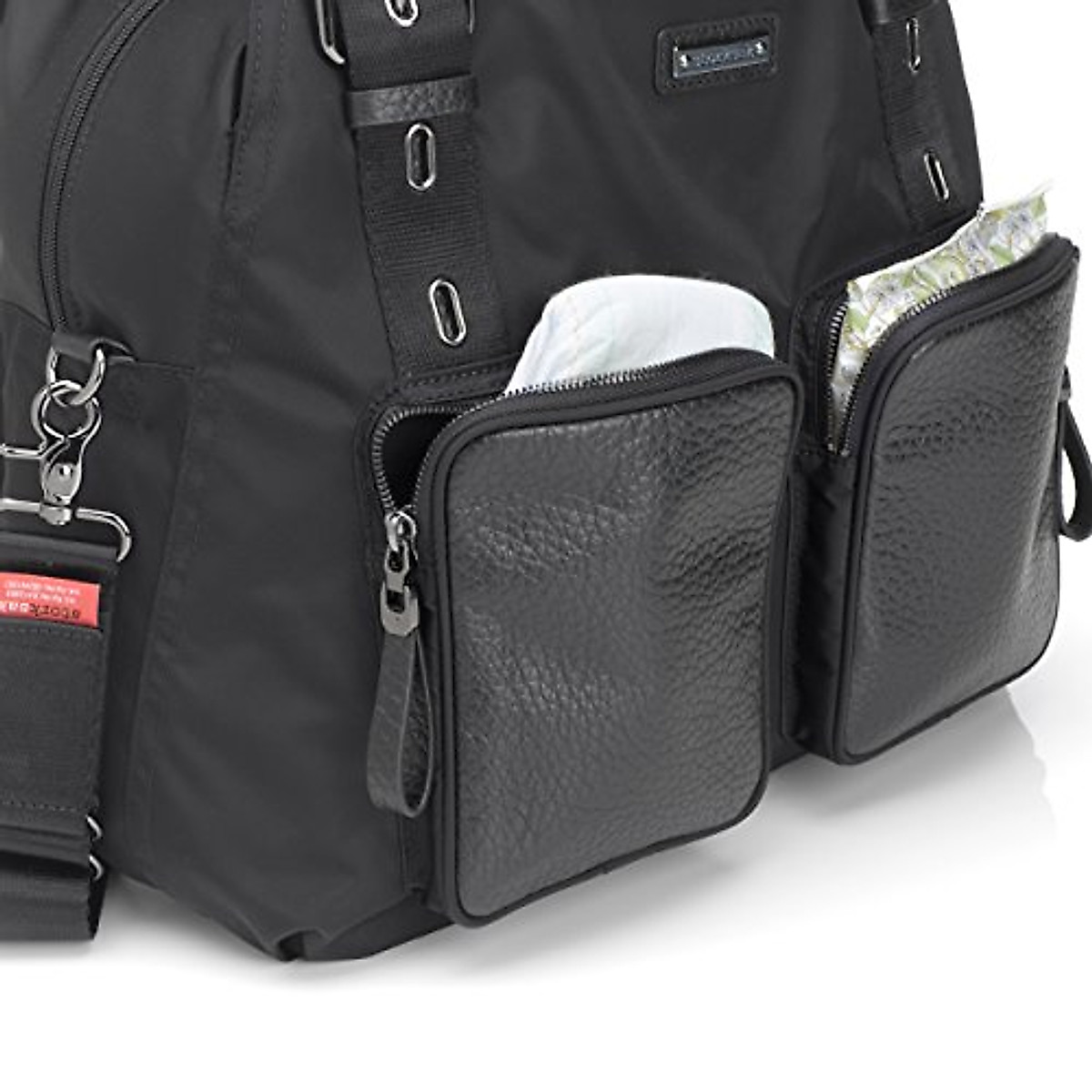 Storksak Alexa Luxe Leather Shoulder Bag Diaper Bag, Black