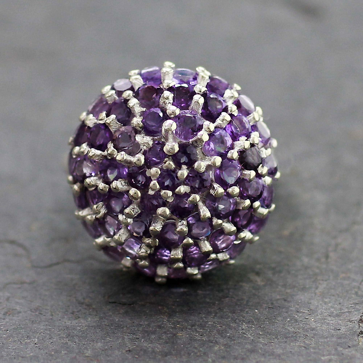 NOVICA Amethyst .925 Sterling Silver Handmade Cluster Ring, Jacaranda'