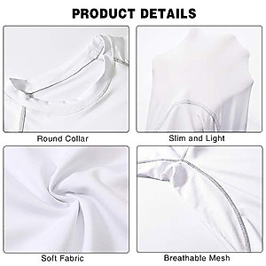 MEETYOO Men's Compression Long Sleeve Athletic Workout Shirt, White, Medium